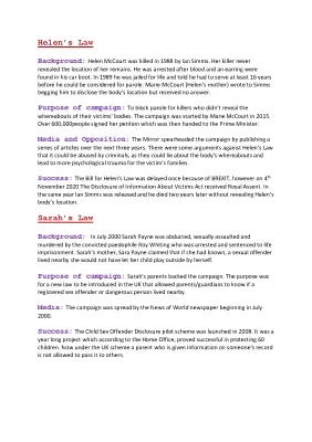 Helen's and Sarah's Law Campaigns: Methods, Success, and Media Role ...