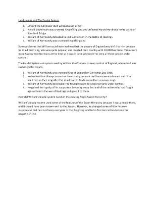 Feudal System in England: How William the Conqueror Controlled Land ...