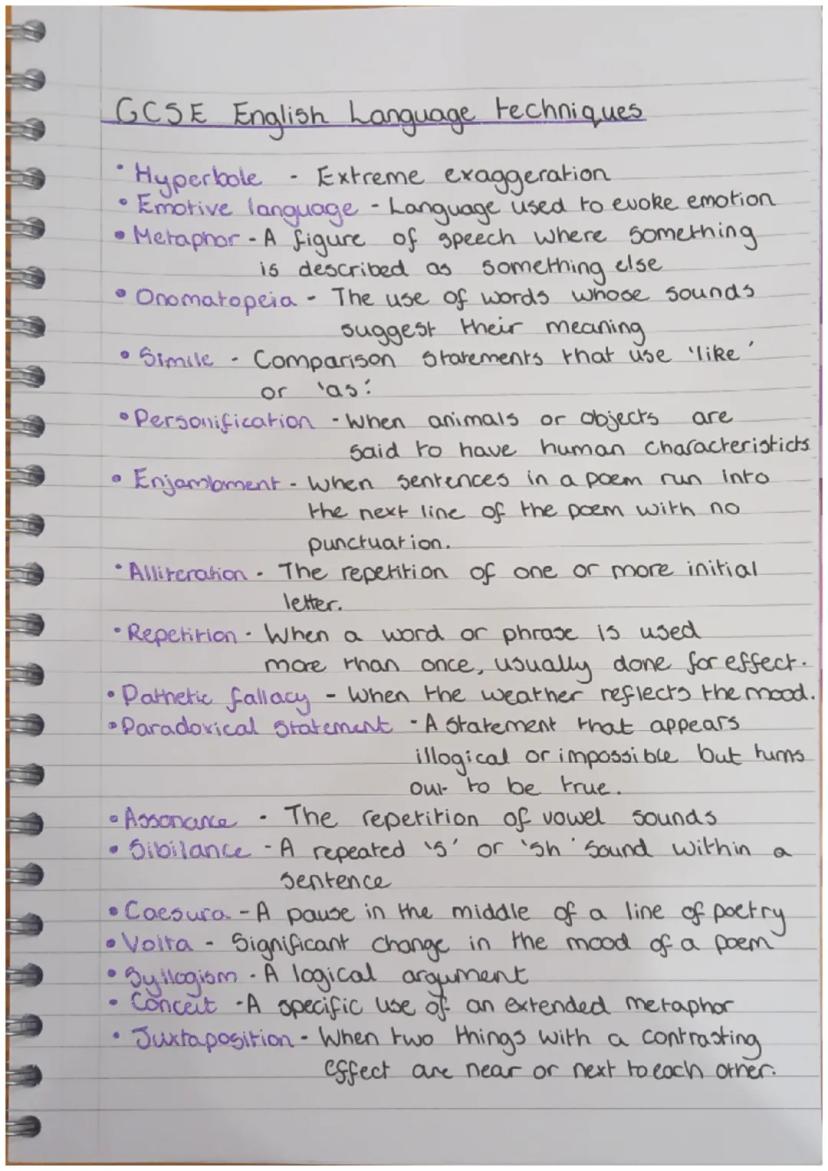 Simply explained: Easy GCSE English Language Techniques and Structural ...