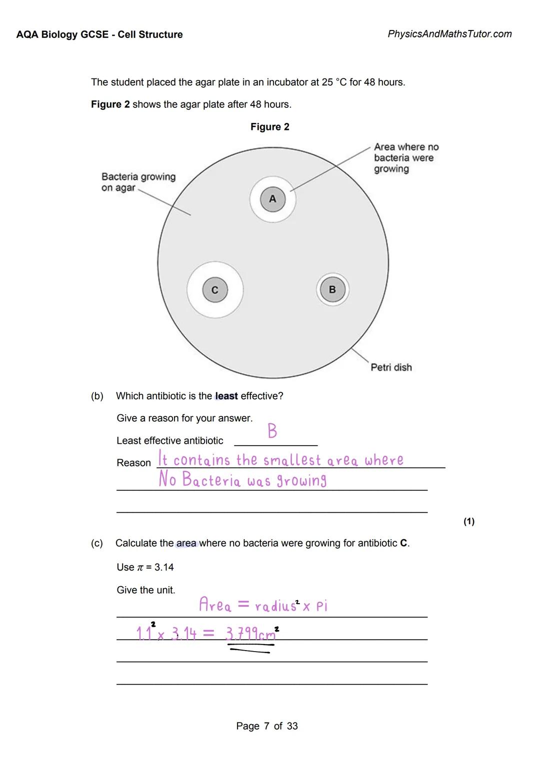 AQA Biology Paper 1 Cell Structure Exam Questions and Answers PDF for ...