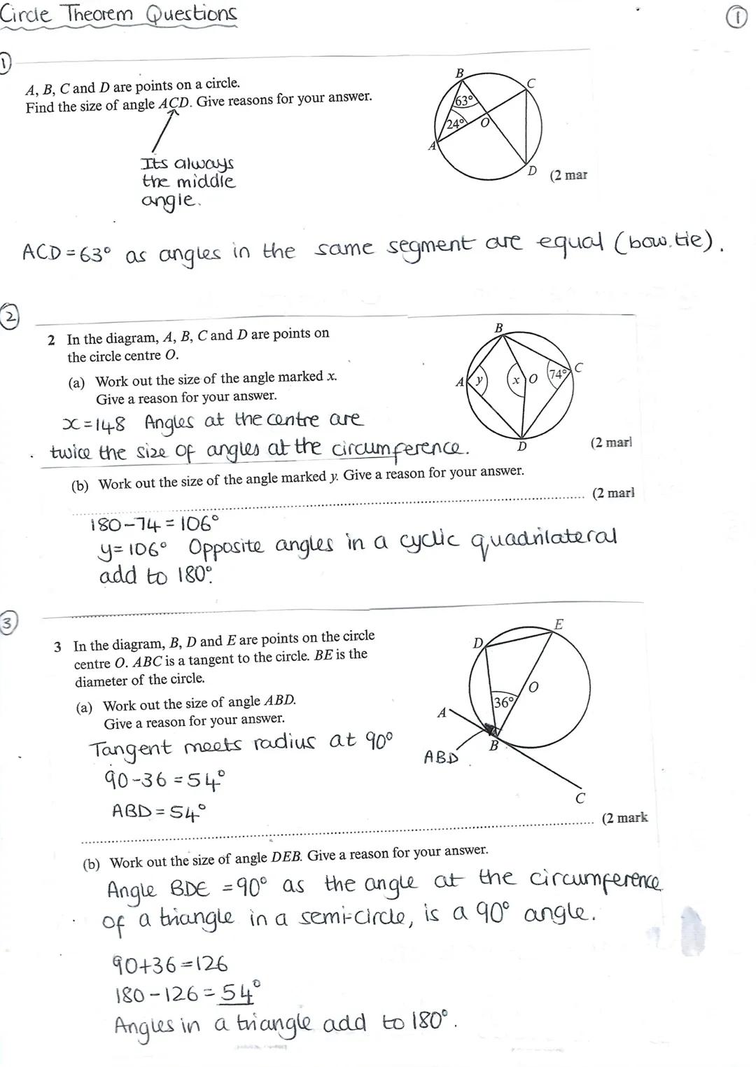 Circle Theorems Explained: Rules, Examples & Answer PDFs for Class 9 & 10 (Maths) as PDF - Knowunity