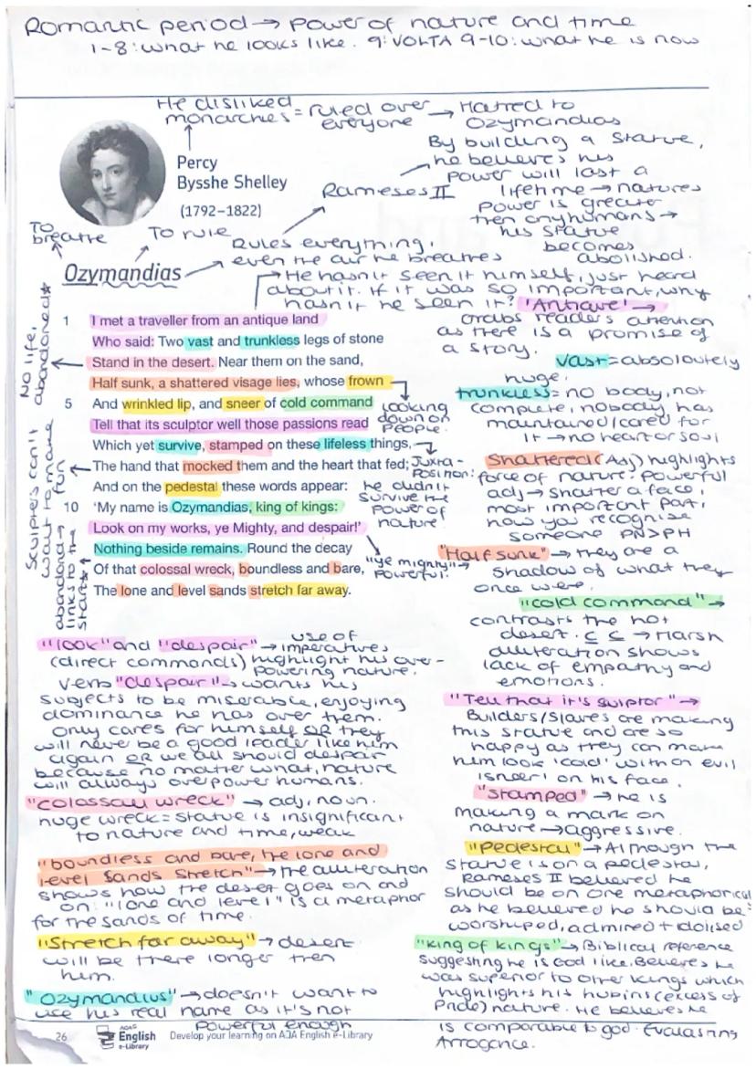 Grade 8/9 Ozymandias English Annotations PDF & Analysis (English ...