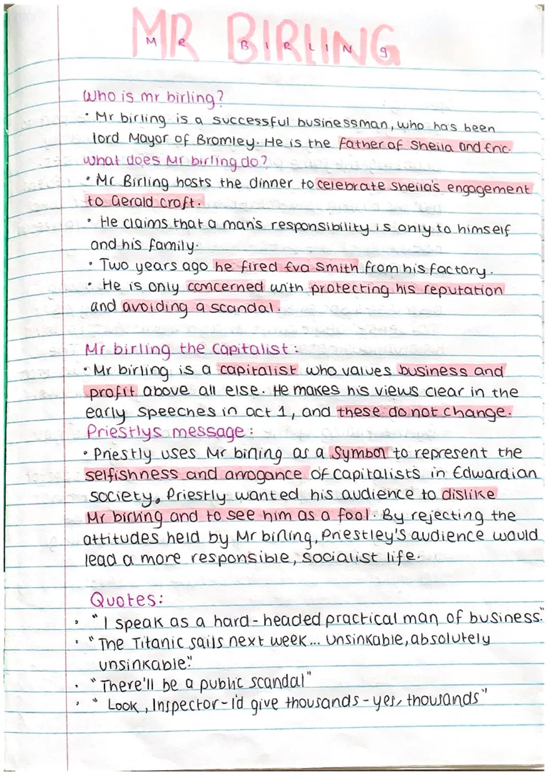 Mr Birling: Character Analysis and Key Quotes in An Inspector Calls ...