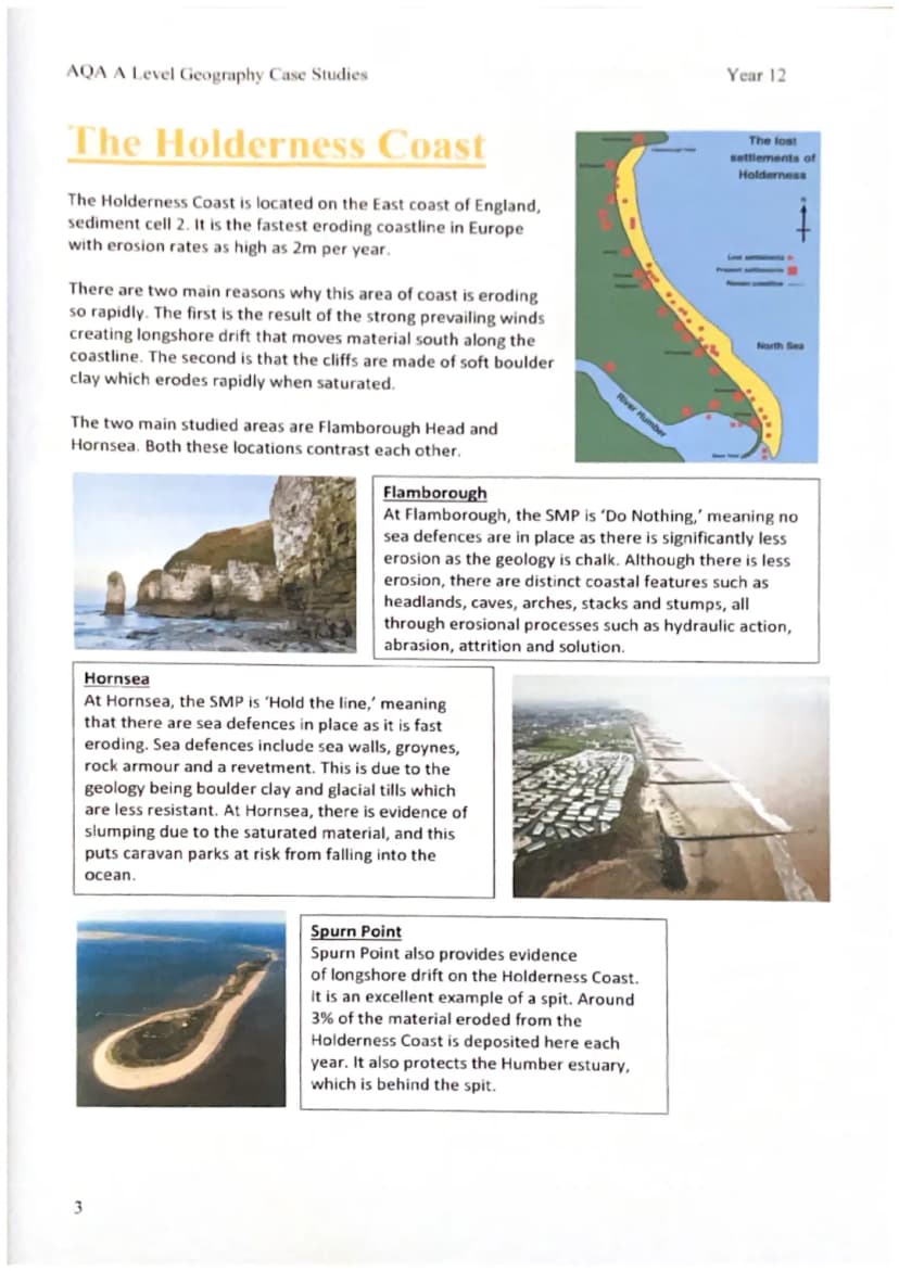 Holderness Coast Case Study: Erosion, Maps & Sea Defences (Biology) as ...