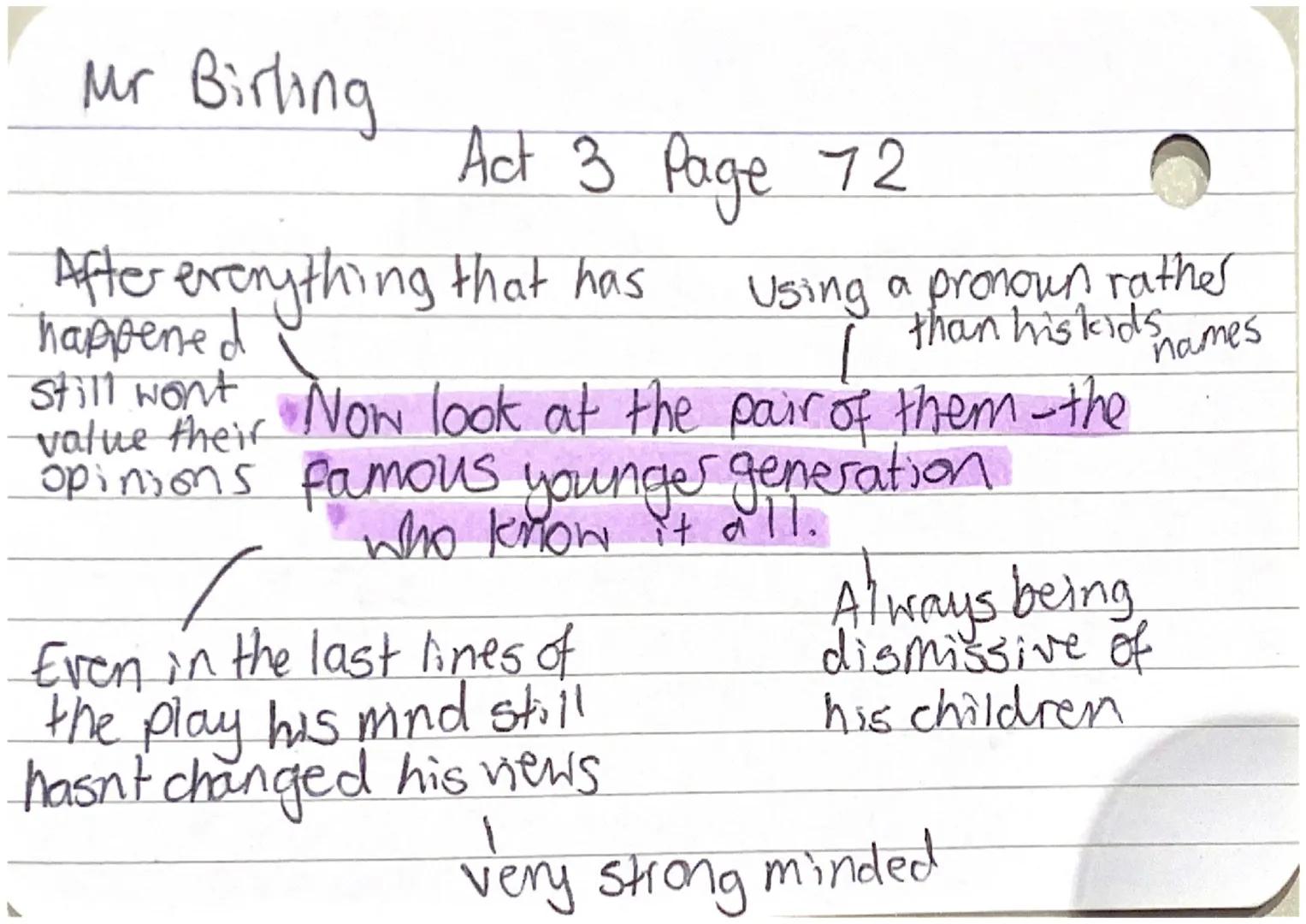 Mr Birling Quotes and Analysis for Kids (English Literature) - Knowunity