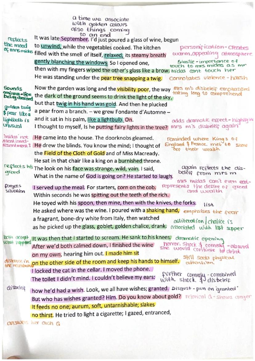 Annotated Mrs Midas Poem Higher English: Line by Line, Summary, PDF ...