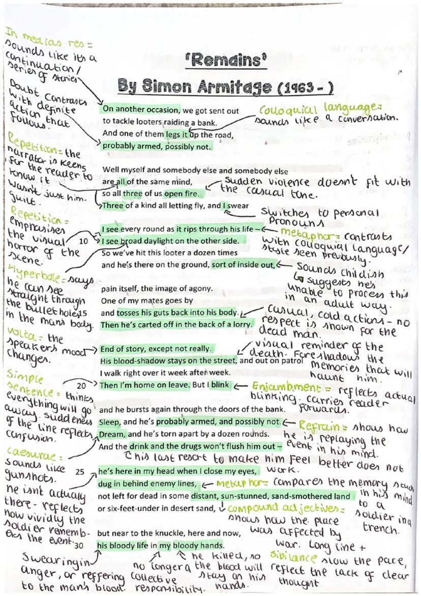 Simply explained: Remains Poem by Simon Armitage: Full Analysis PDF ...