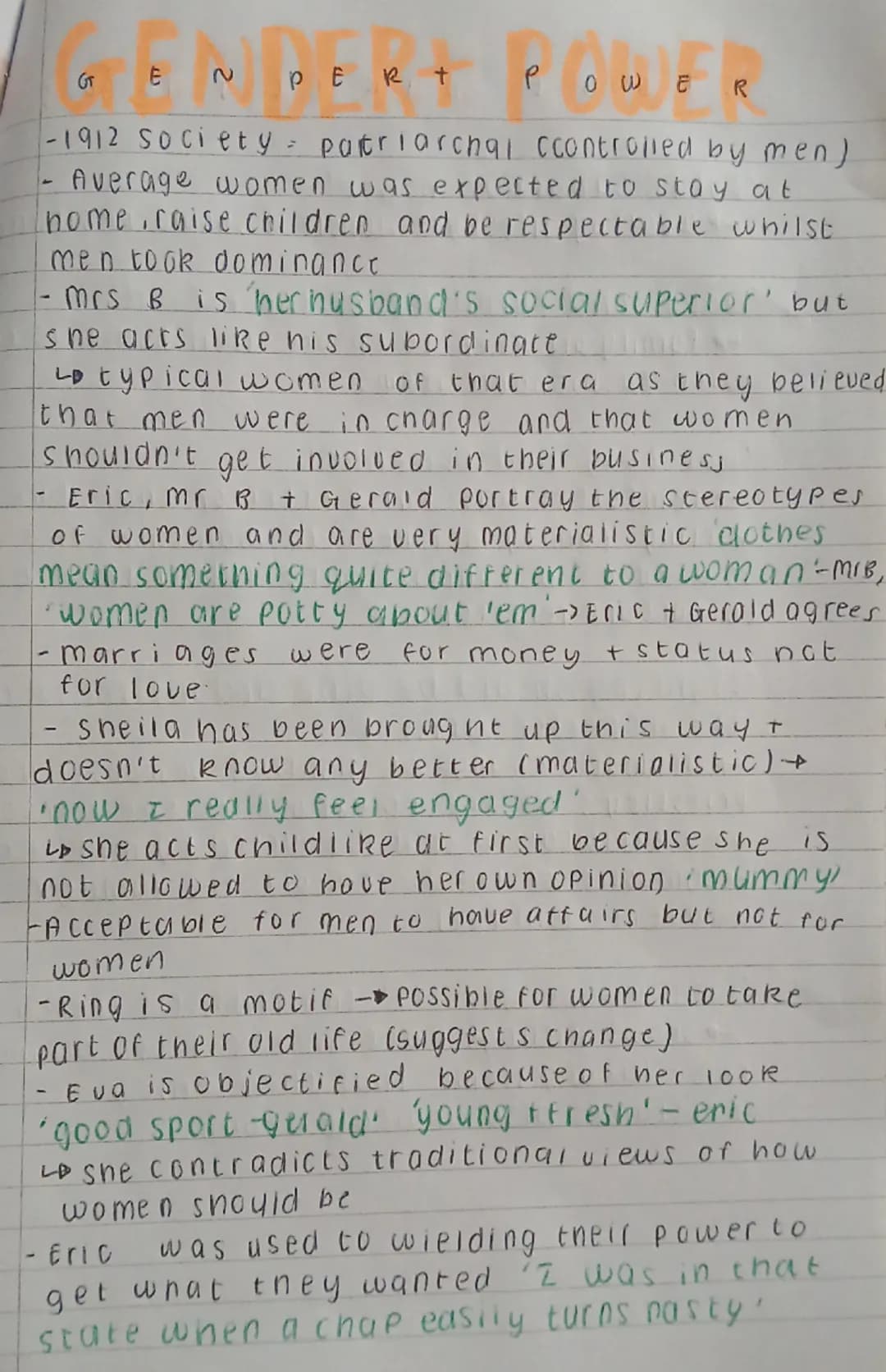 Gender and Power in 'An Inspector Calls': Exploring Key Themes (English ...
