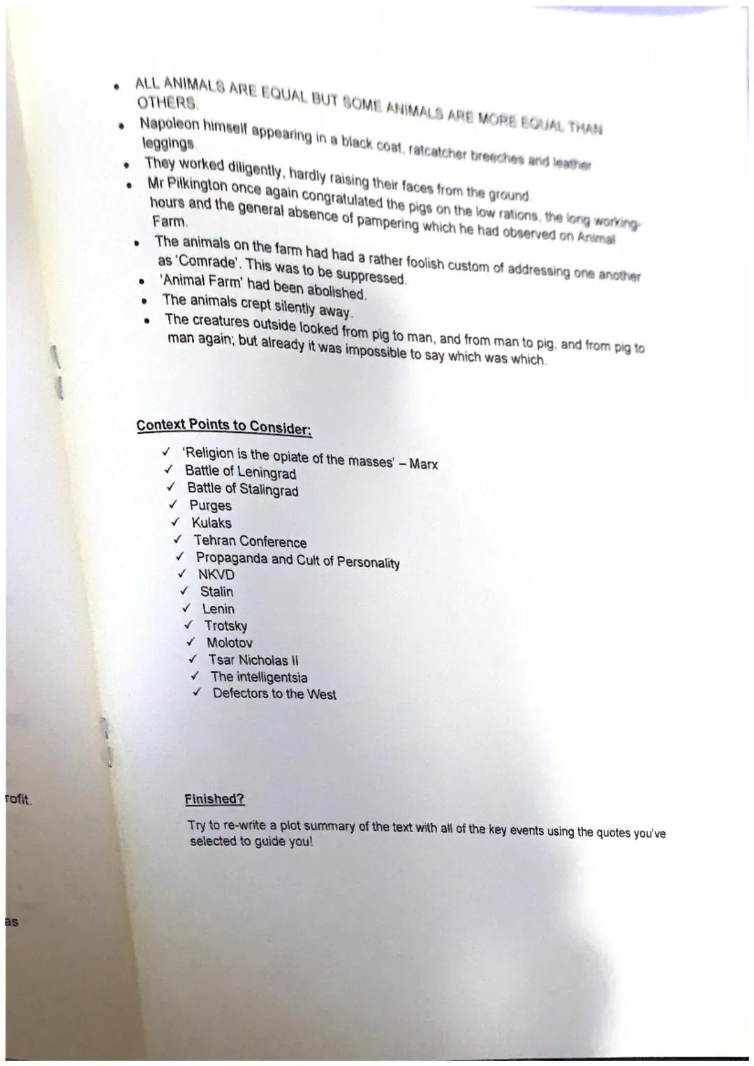 Animal Farm Key Quotes and Analysis with Page Numbers (English ...