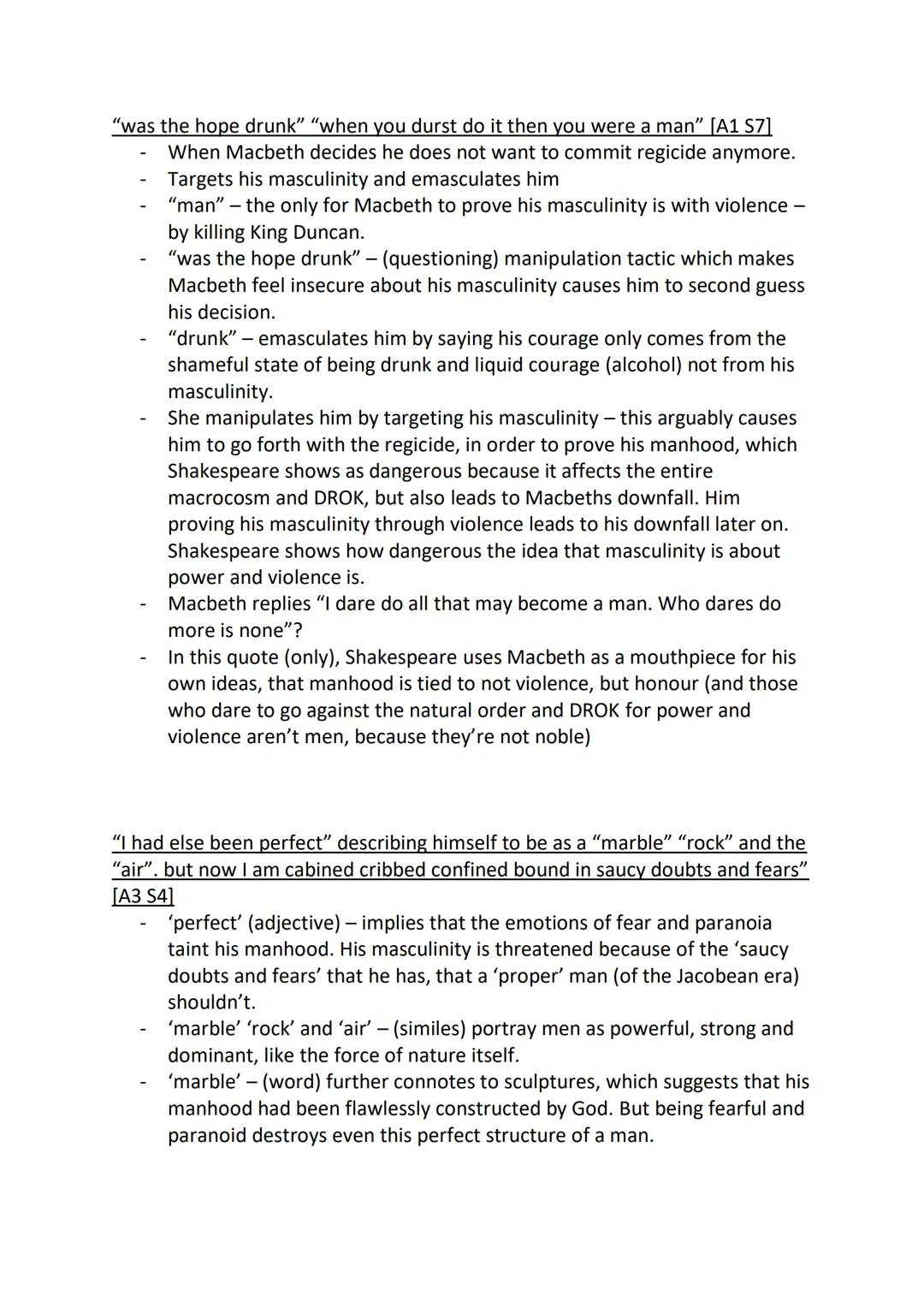 Simply explained: Macbeth Grade 9 Notes: Masculinity, Quotes, and ...