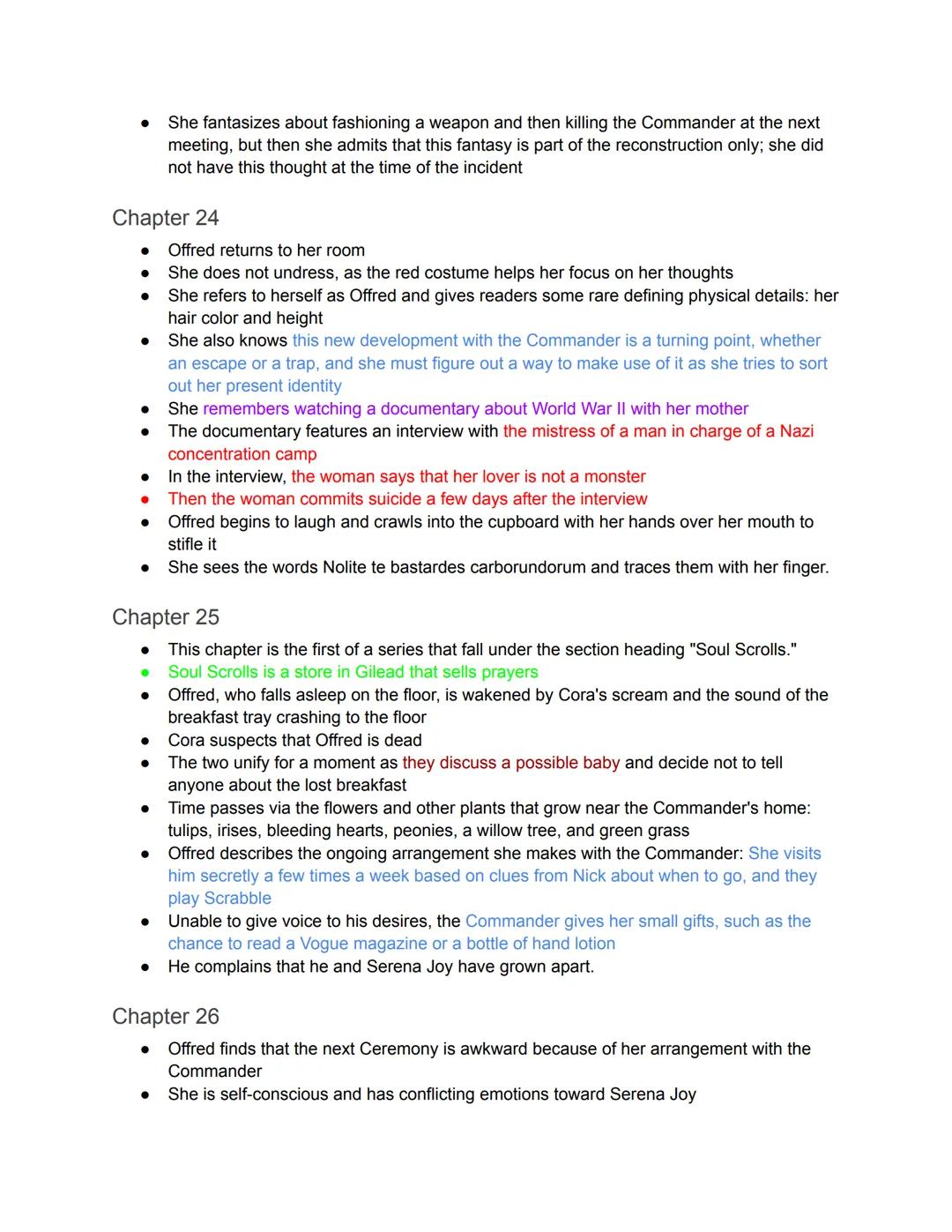 The Handmaid’s Tale Chapter Summaries (English Lang.) as PDF - Knowunity