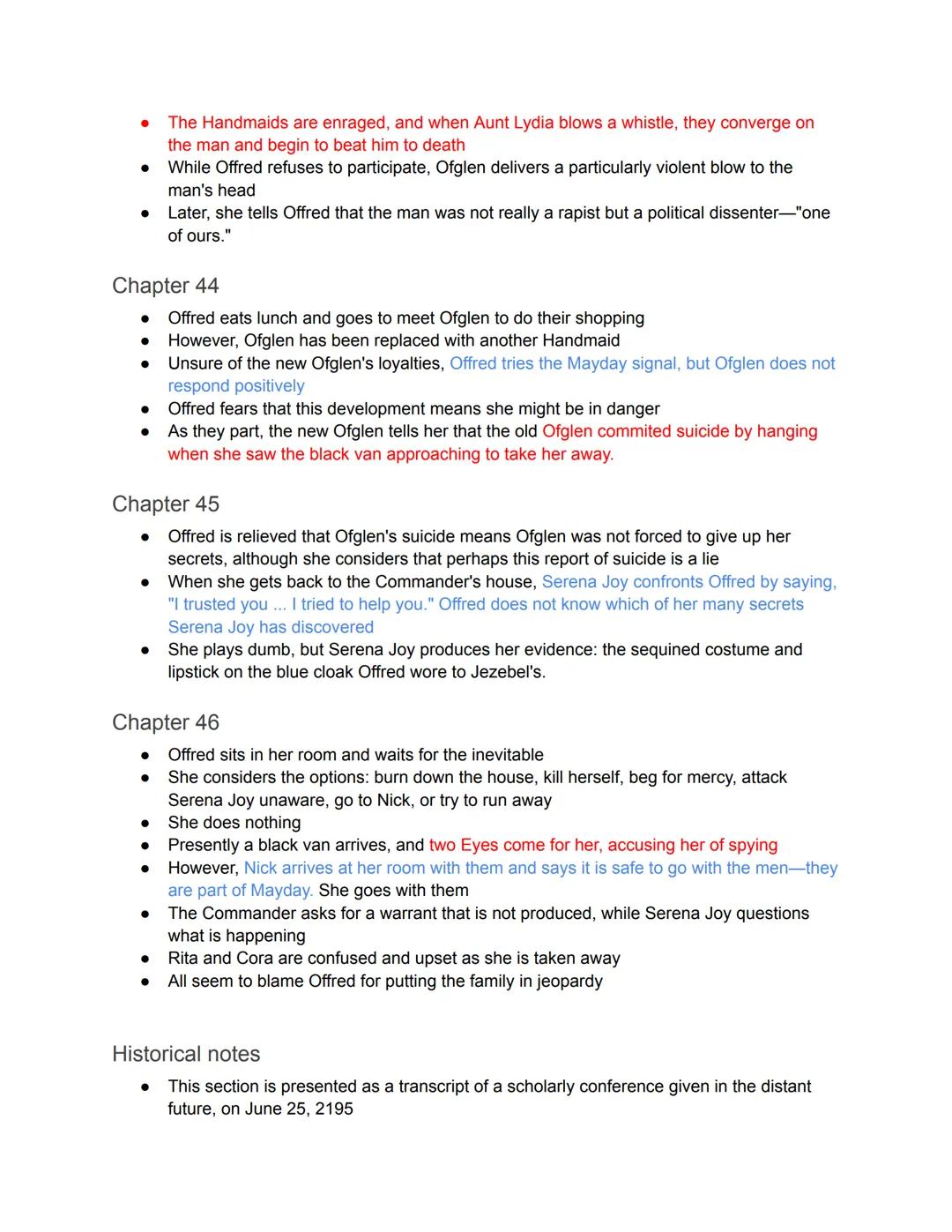 The Handmaid’s Tale Chapter Summaries (English Lang.) as PDF - Knowunity