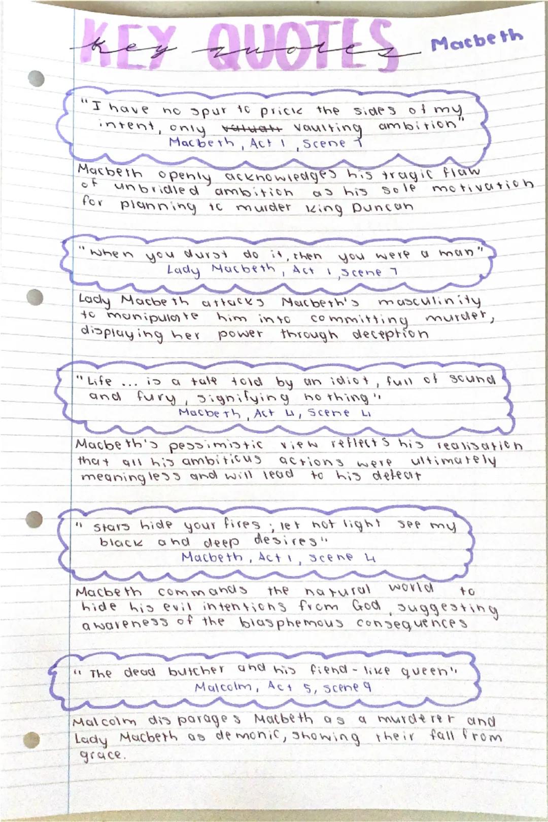 Key quotes for Macbeth (English Literature) as PDF - Knowunity