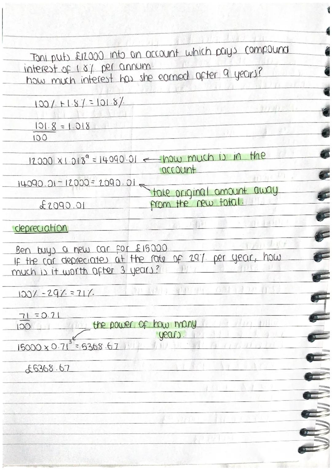 Simply explained: Easy Compound Interest & Depreciation GCSE Notes ...