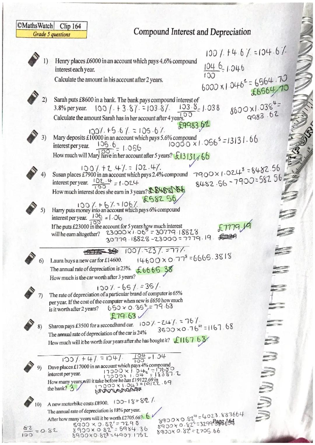 Simply explained: Easy Compound Interest & Depreciation GCSE Notes ...