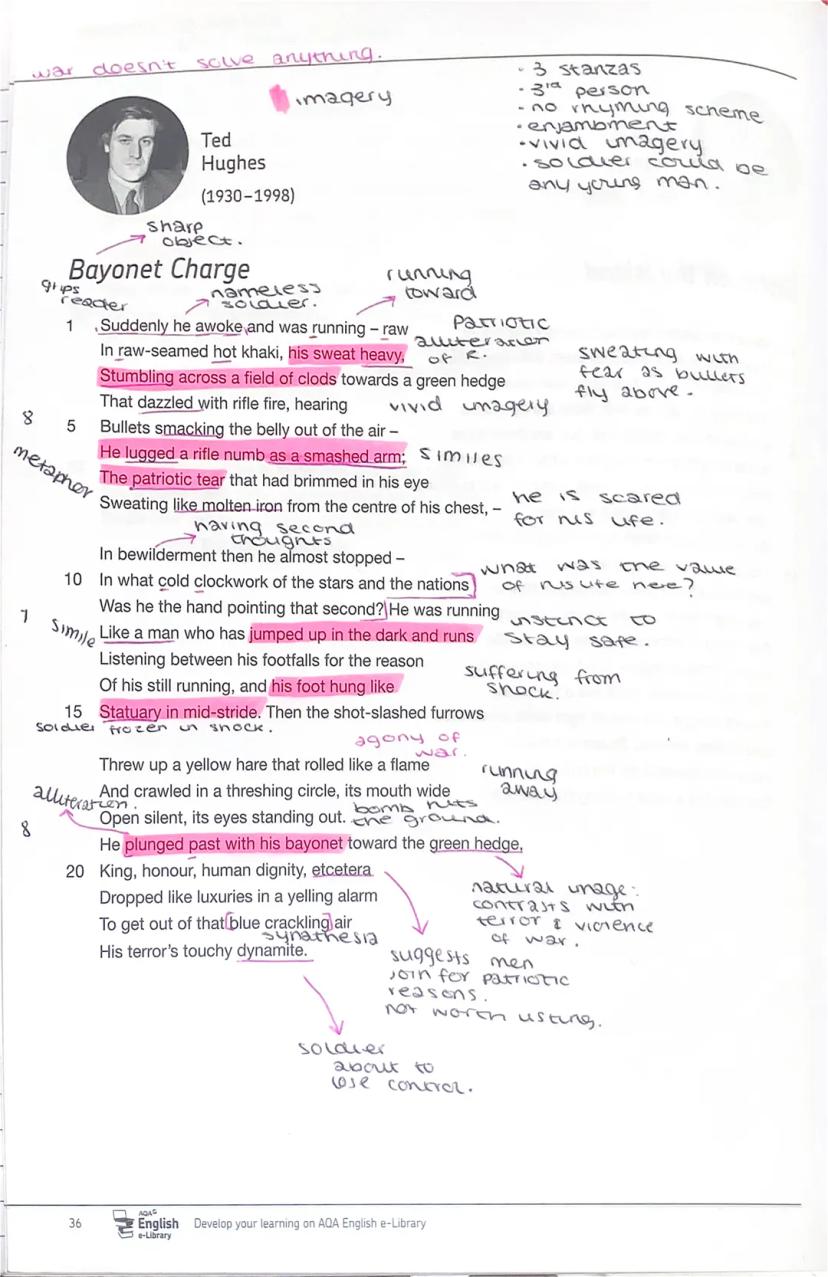 Simply explained: Bayonet Charge Analysis: Ted Hughes Poem - GCSE Level ...