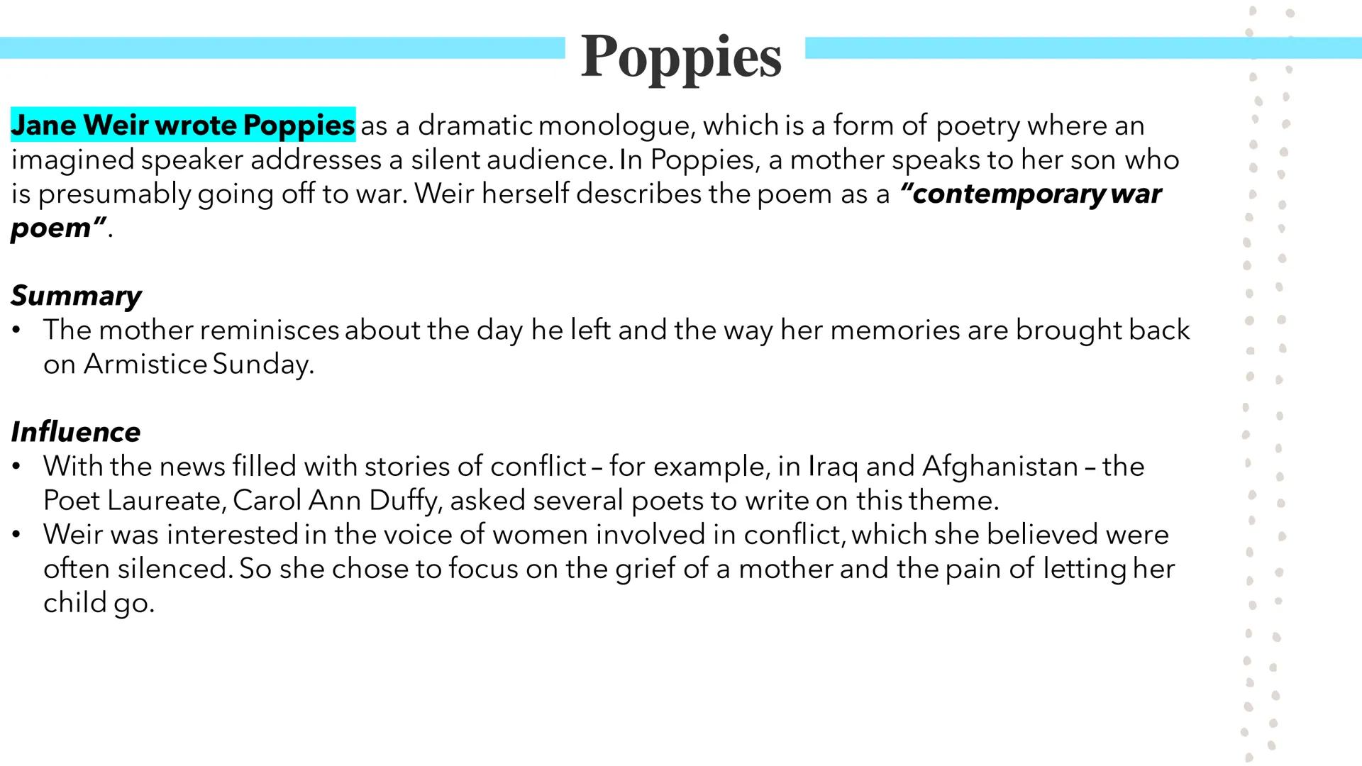 Simply explained: Poppies by Jane Weir: A Complete Poem Analysis for ...