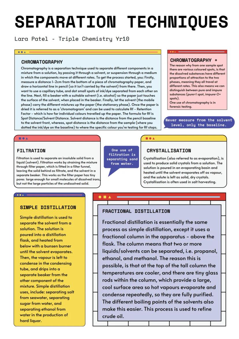 Simply explained: GCSE AQA Chemistry Notes on Separation Techniques and ...