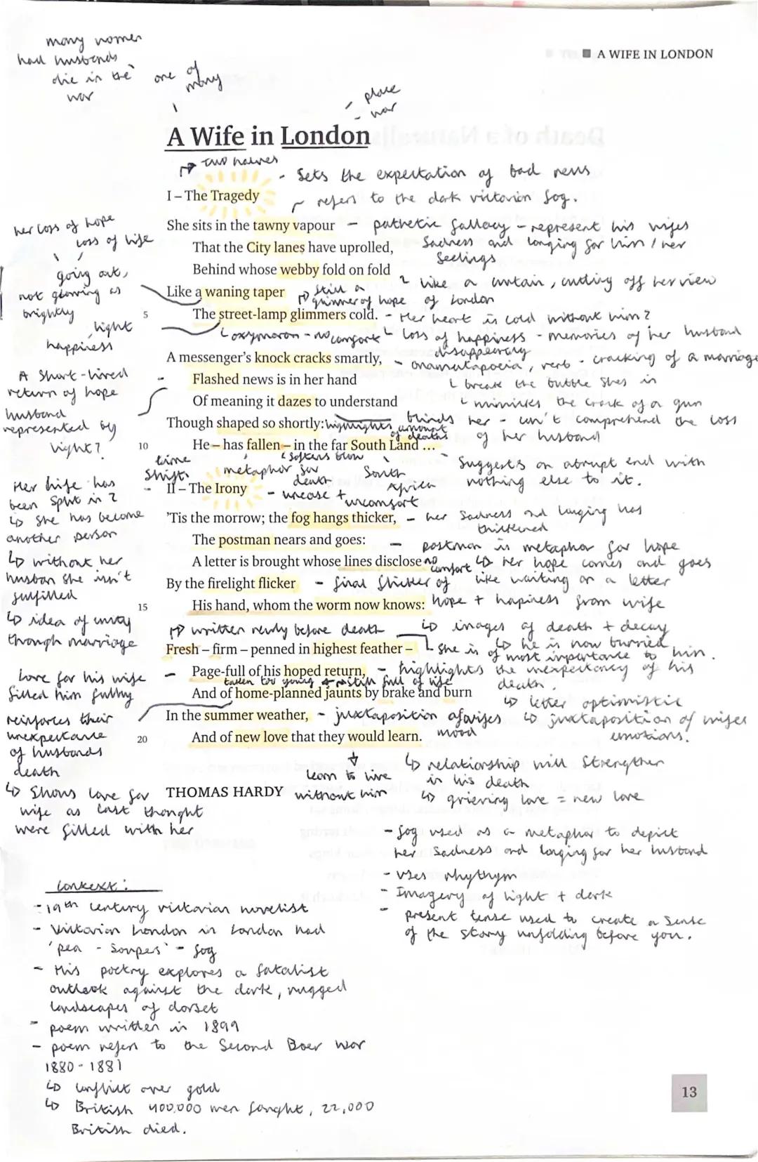 a wife in London analysis - Thomas Hardy (English Literature) - Knowunity