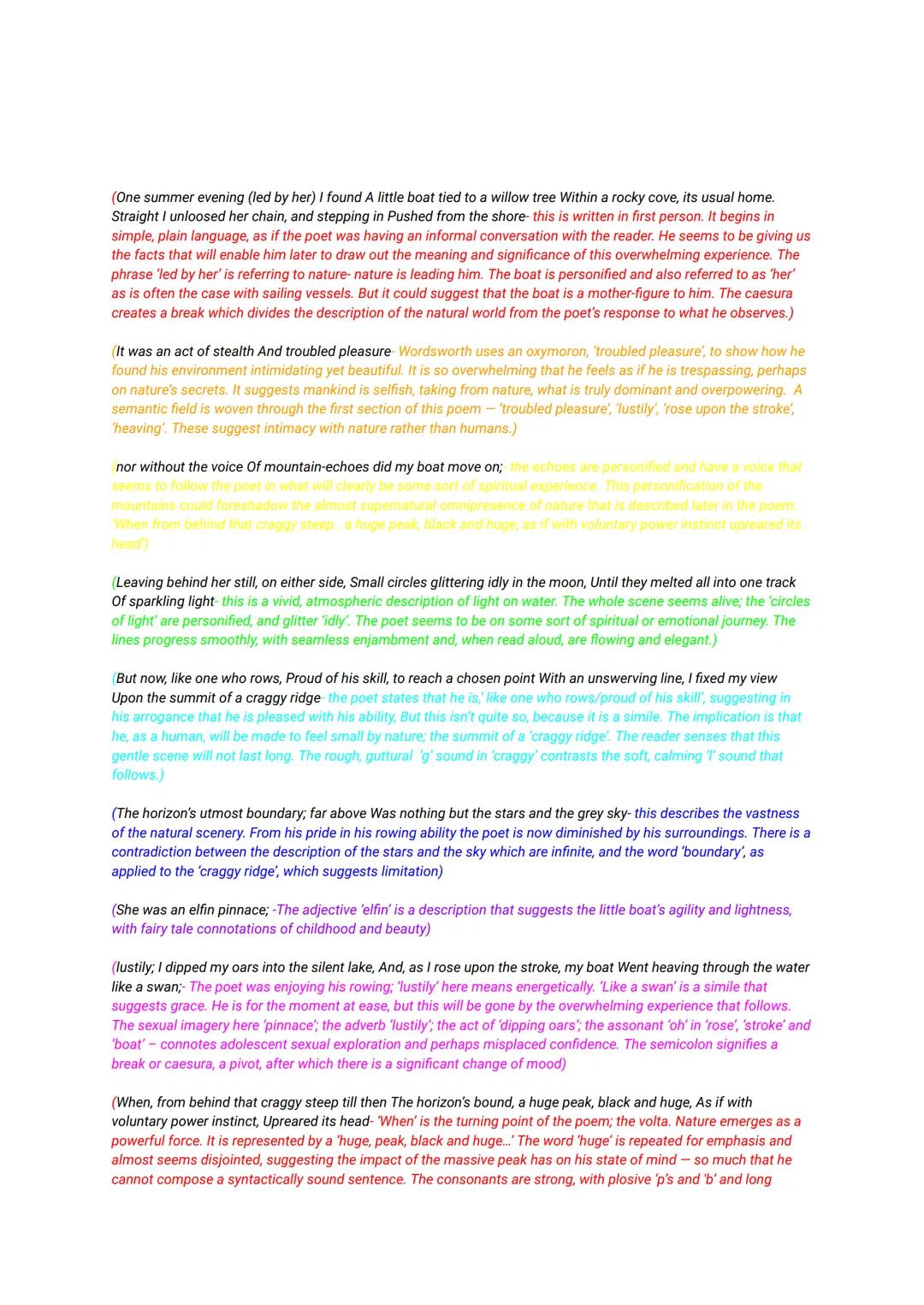 The Prelude GCSE Poem: Detailed Line by Line Annotation and Analysis PDF (English Literature ...