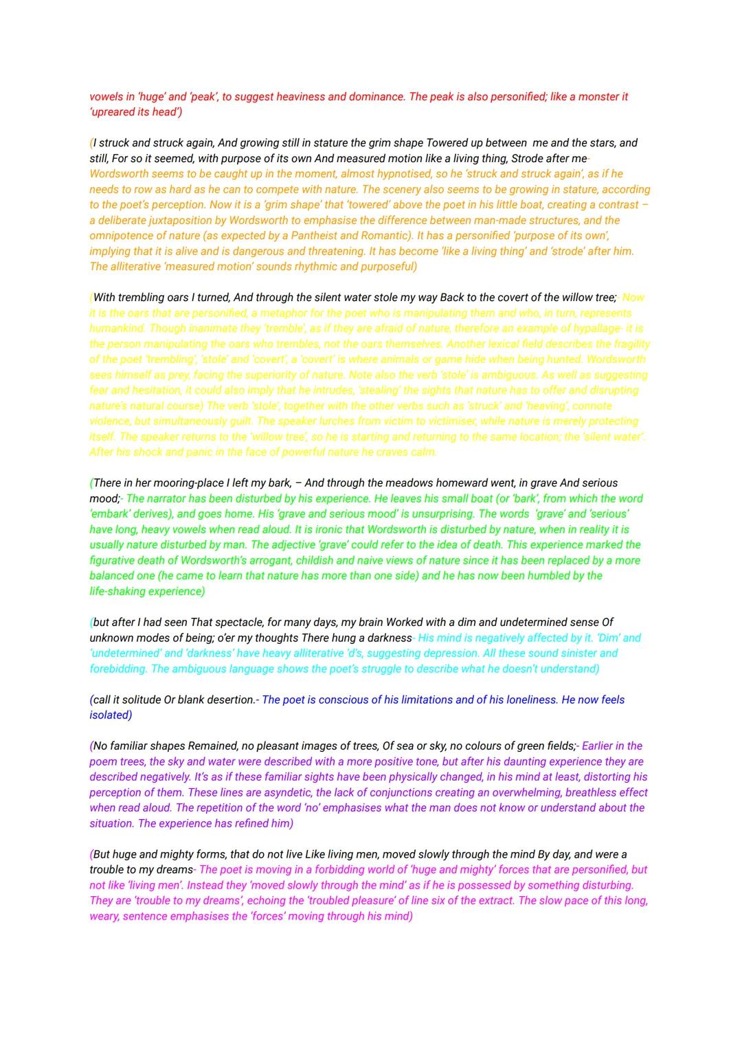 The Prelude GCSE Poem: Detailed Line by Line Annotation and Analysis ...