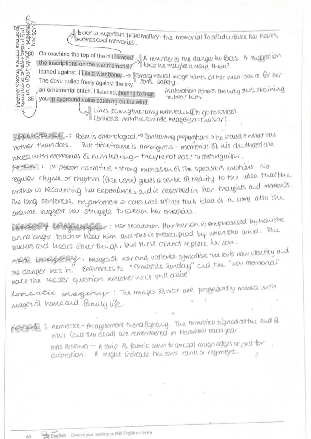 GCSE Poppies Poem Analysis and Annotations by Jane Weir (English ...