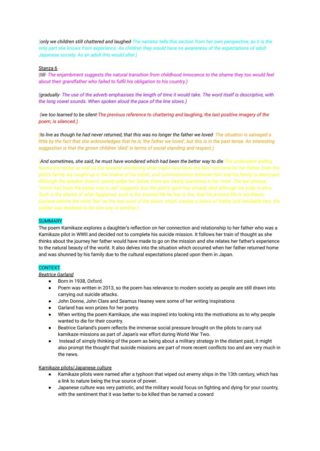 Discovering Beatrice Garland's Poem 'Kamikaze' (English Literature) as ...