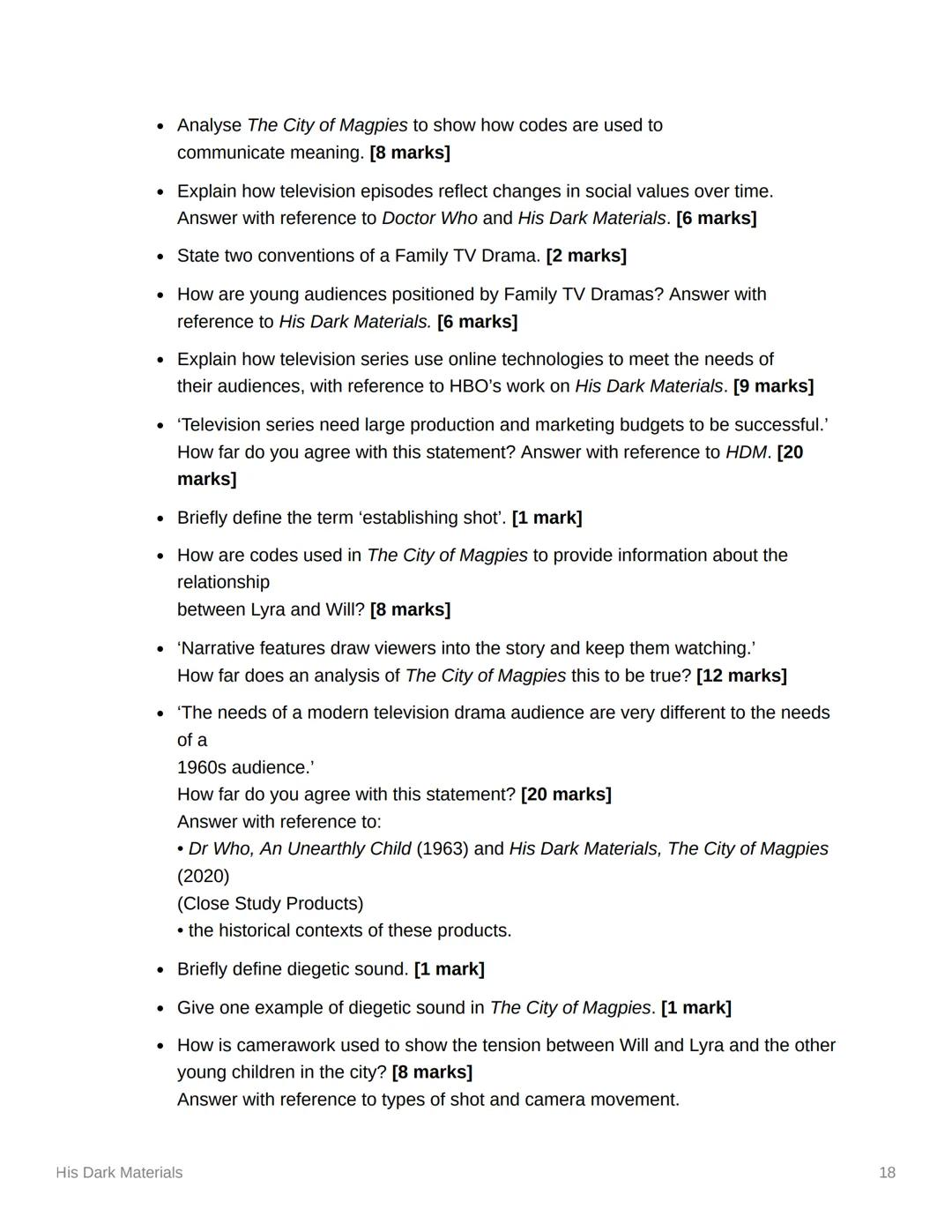 His Dark Materials (Media Studies) as PDF - Knowunity