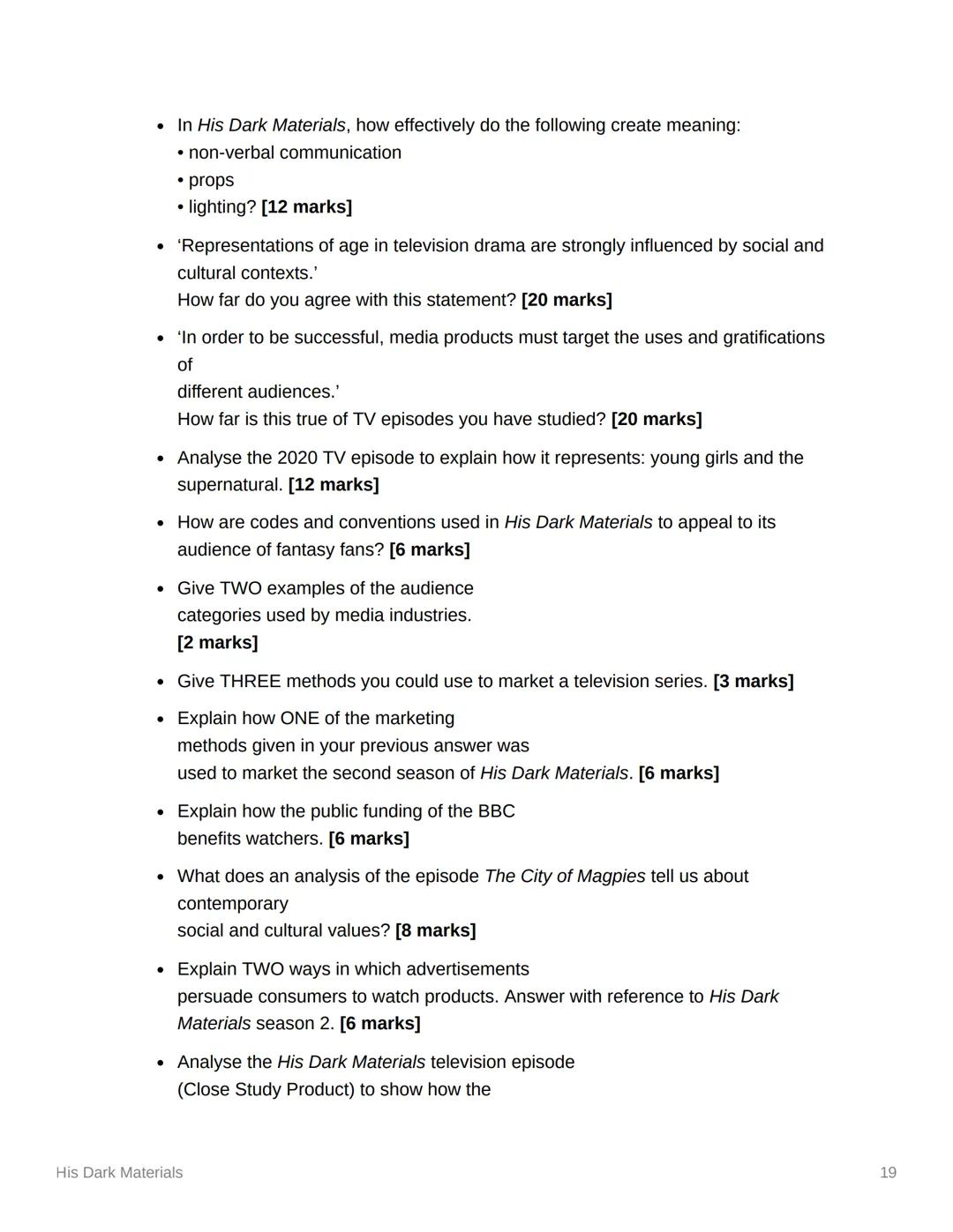 His Dark Materials (Media Studies) as PDF - Knowunity