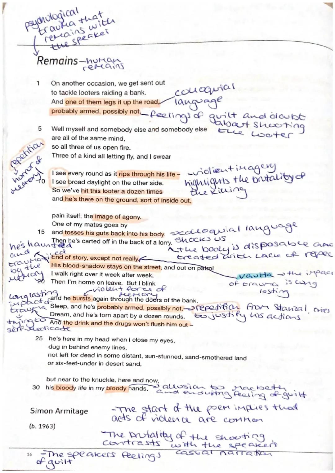 ‘Remains’ Analysis (English Literature) as PDF - Knowunity